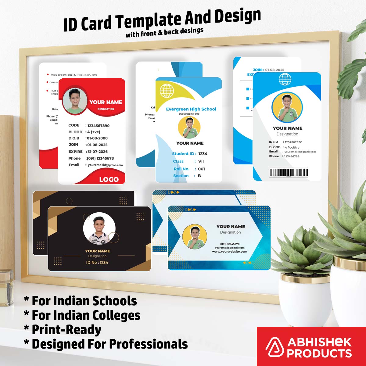 Modern ID Card CDR Templates - 100 Contemporary Designs | AbhishekID ...