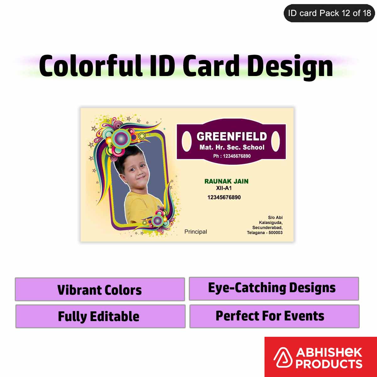 12/18 Colorful ID Card Design Files - 50 PSD Templates – Abhishek Products