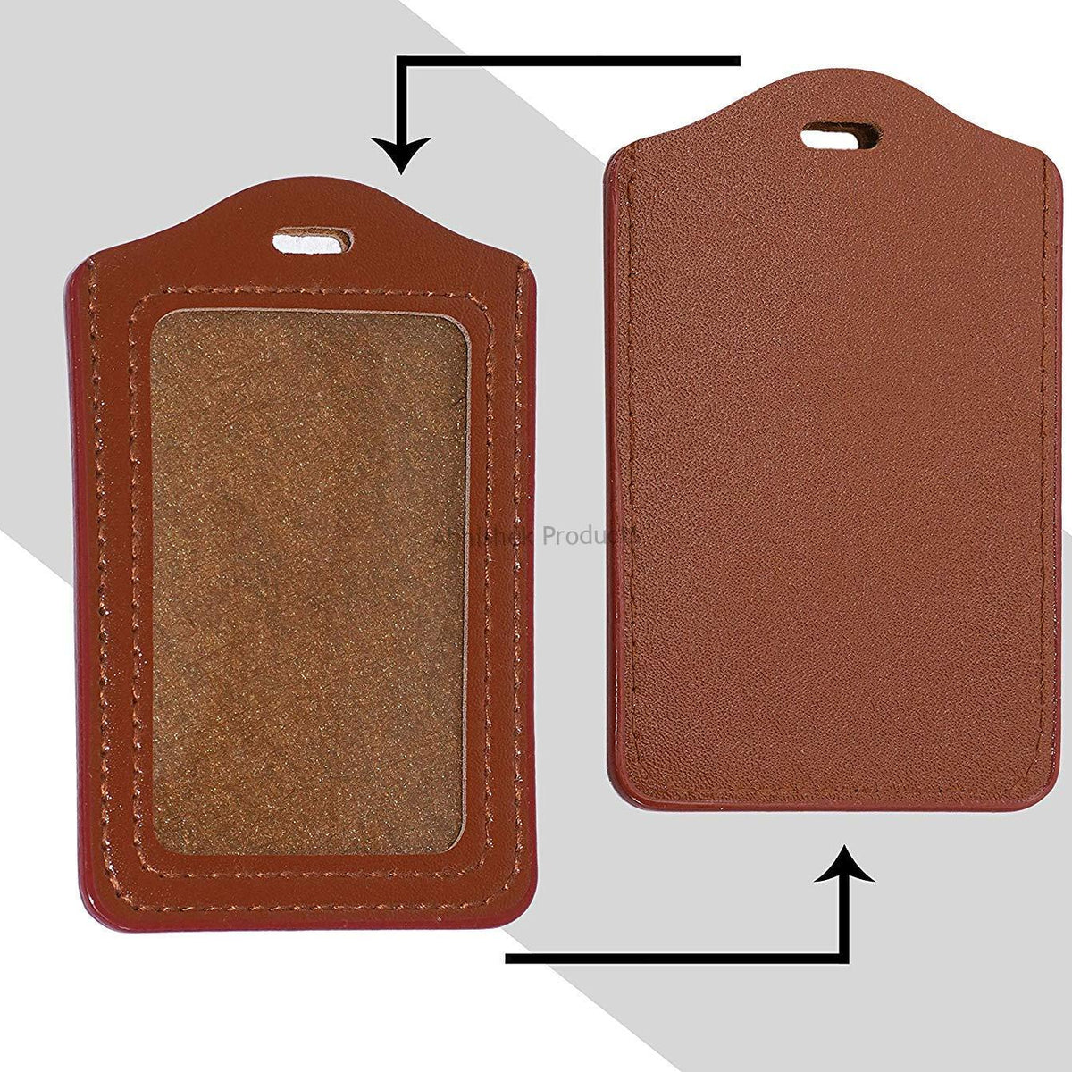 Leather Clear ID Window ID Badge Holder Vertical ID Card Holder ...