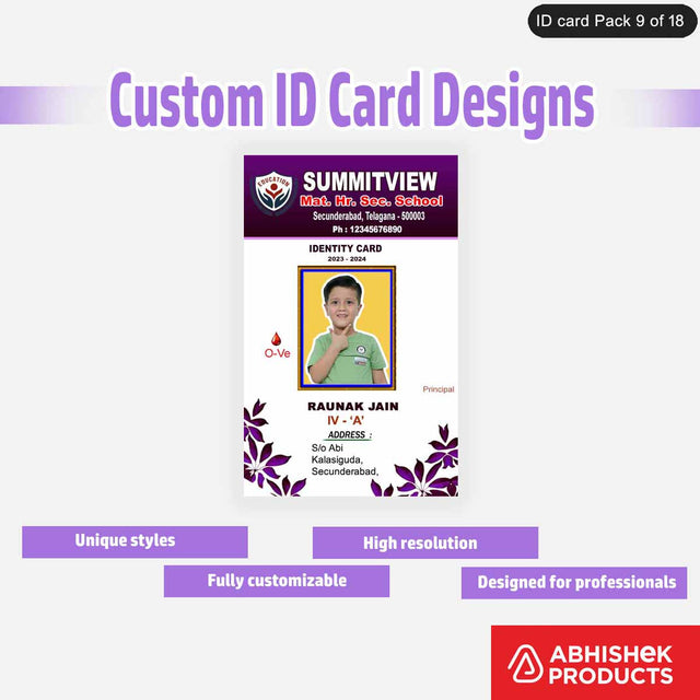 9/18 Custom ID Card Designs Files - 50 PSD Templates – Abhishek Products