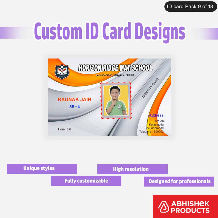 9/18 Custom ID Card Designs Files - 50 PSD Templates – Abhishek Products