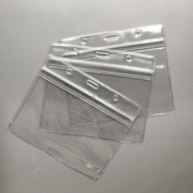 A003 12x8 cm – Clear Waterproof Zip Lock ID Card Holders/Badge for Sch ...