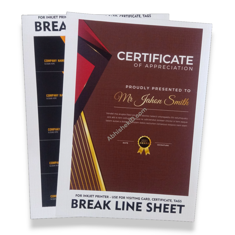 A4 Break Line Sheet - Universal Inkjet Printer Visiting Card Paper (HP ...