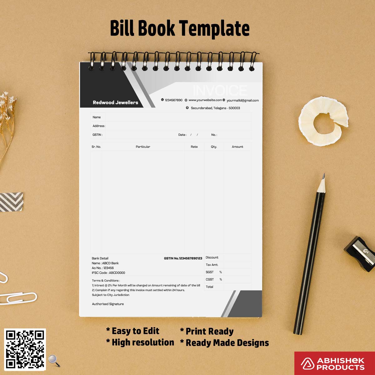 4>Best Single Colour Bill Book Designs - 25 CorelDRAW Templates Design ...