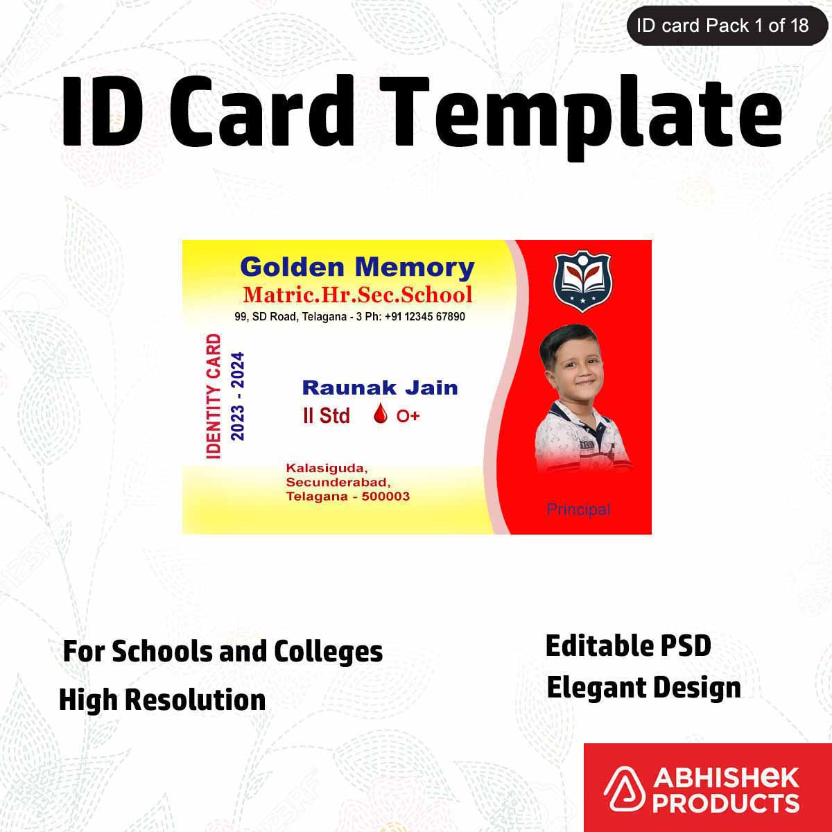 1/18 ID Card Designs Demo Pack - India အတွက် PSD ရှိ ID Card Design Te ...