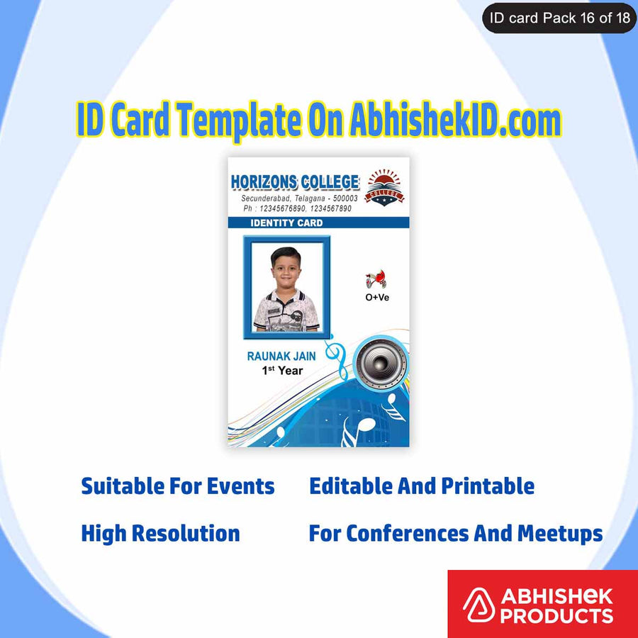 16/18 College ID Card Template Design Files - 50 PSD PhotoShop Templat ...