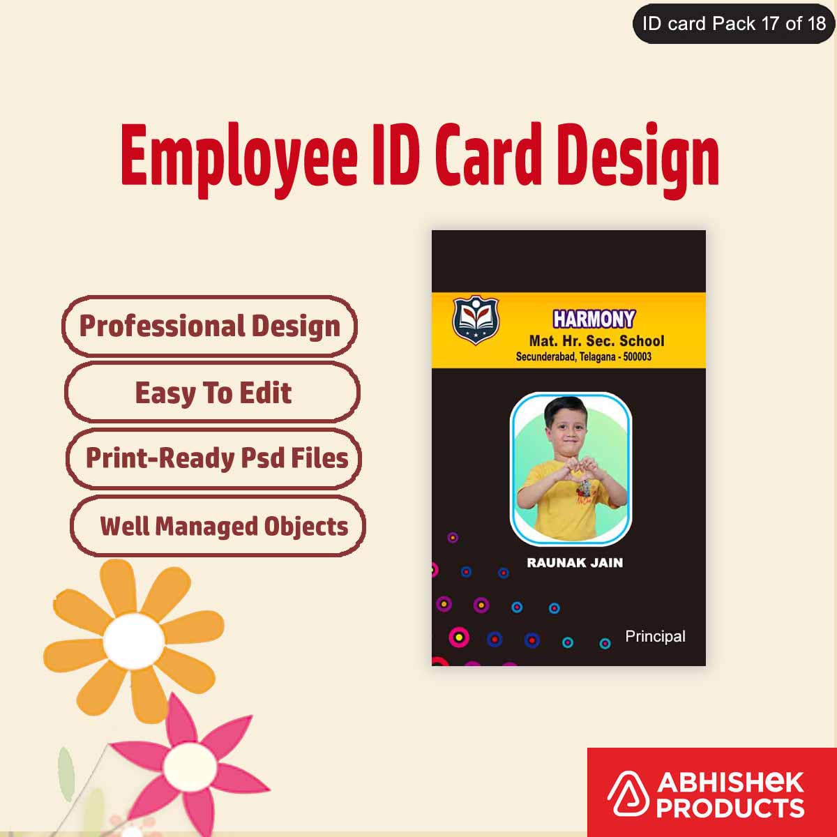 17/18 Employee ID Card Design Files - 50 PSD PhotoShop Templates ...