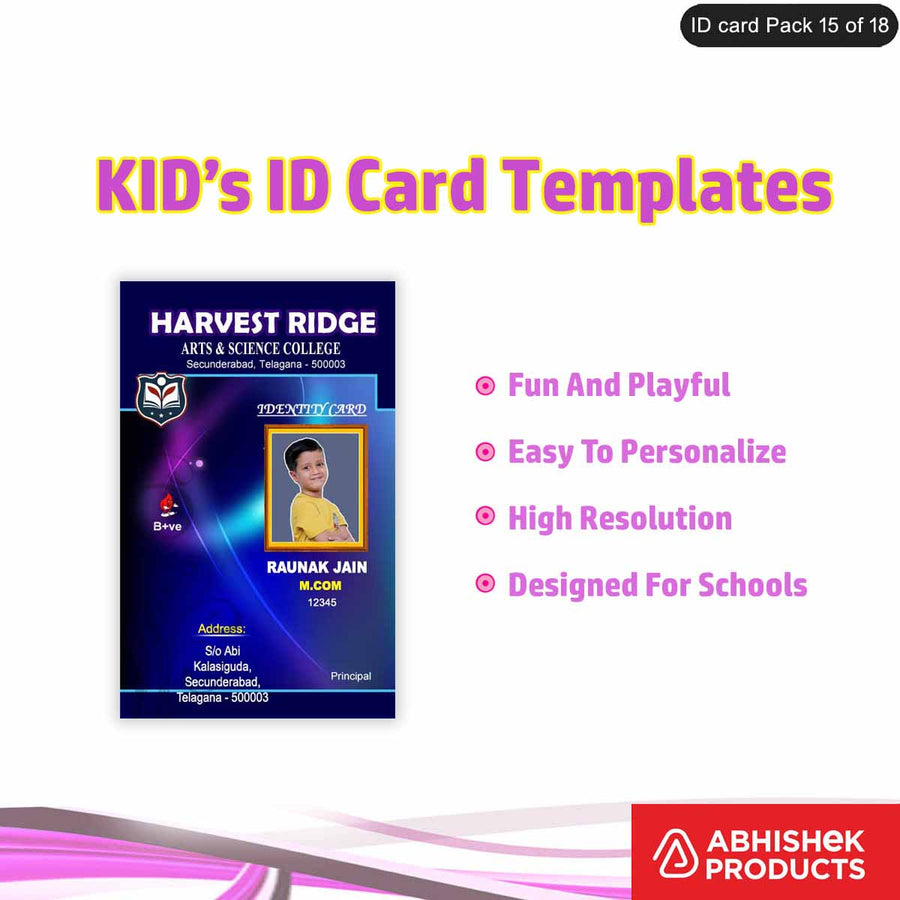 15/18 KIDs ID Card Design Template Files - 50 PSD PhotoShop Templates ...