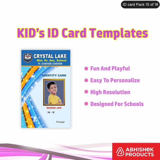15/18 KIDs ID Card Design Template Files - 50 PSD PhotoShop Templates ...