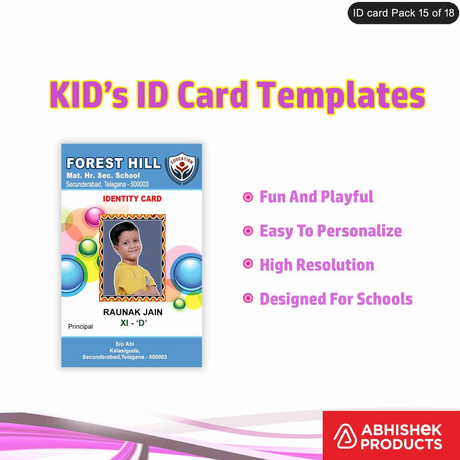 15/18 KIDs ID Card Design Template Files - 50 PSD PhotoShop Templates ...