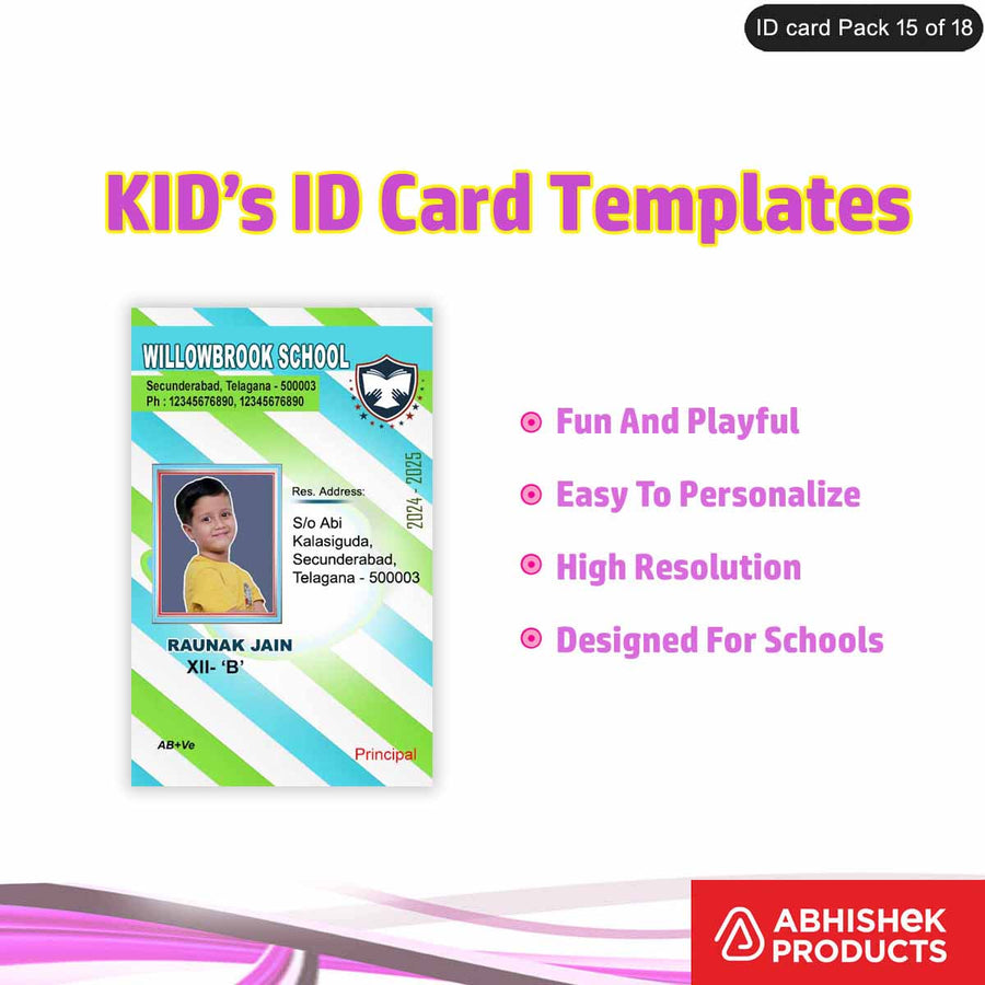 15/18 KIDs ID Card Design Template Files - 50 PSD PhotoShop Templates ...