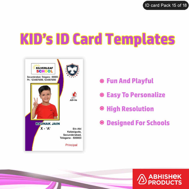 15/18 KIDs ID Card Design Template Files - 50 PSD PhotoShop Templates ...