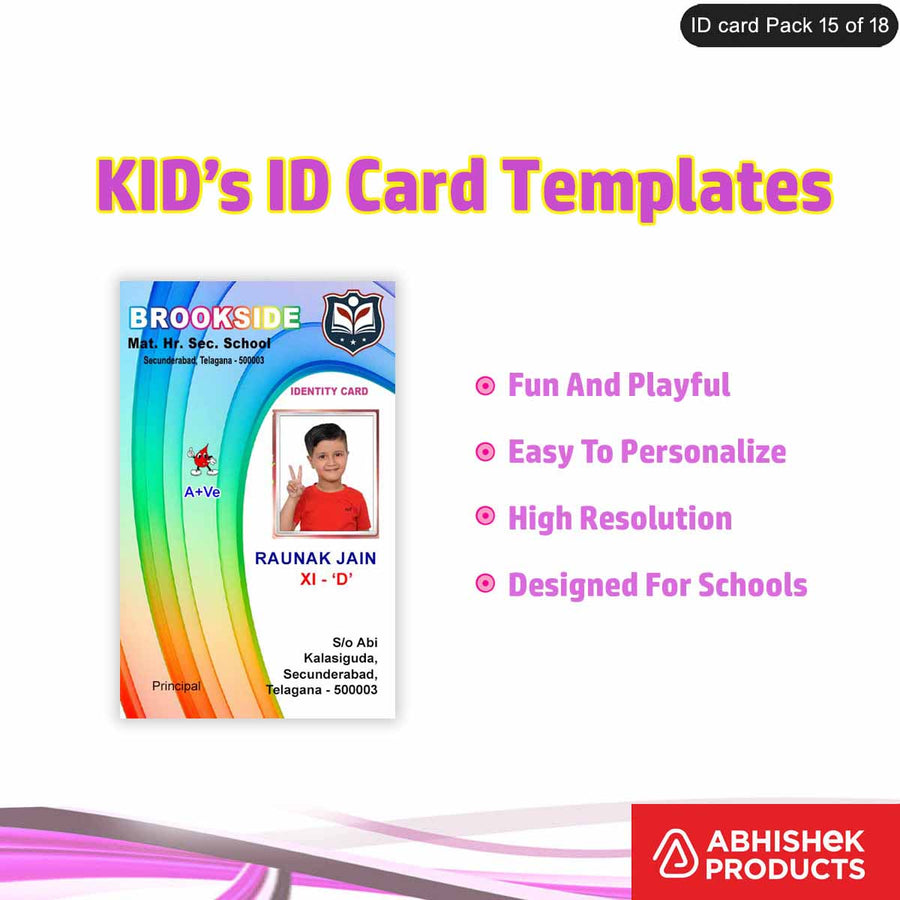 15/18 KIDs ID Card Design Template Files - 50 PSD PhotoShop Templates ...
