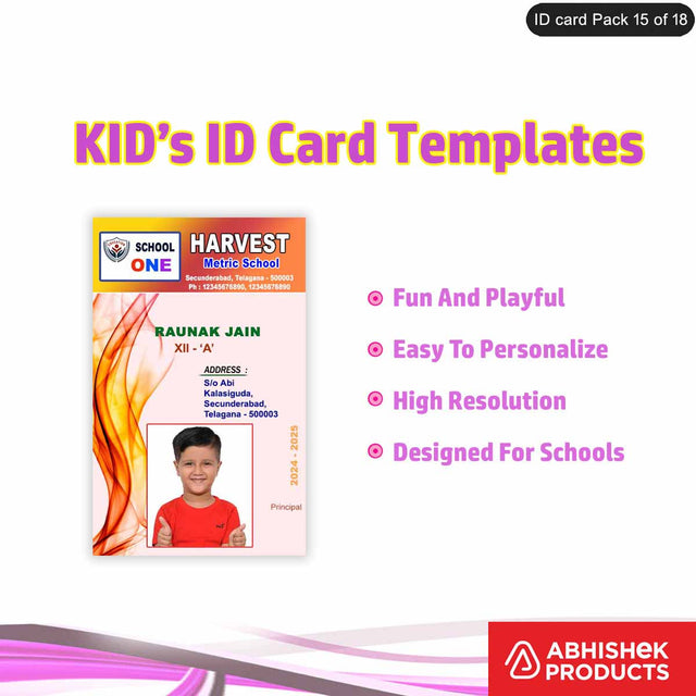 15/18 KIDs ID Card Design Template Files - 50 PSD PhotoShop Templates ...