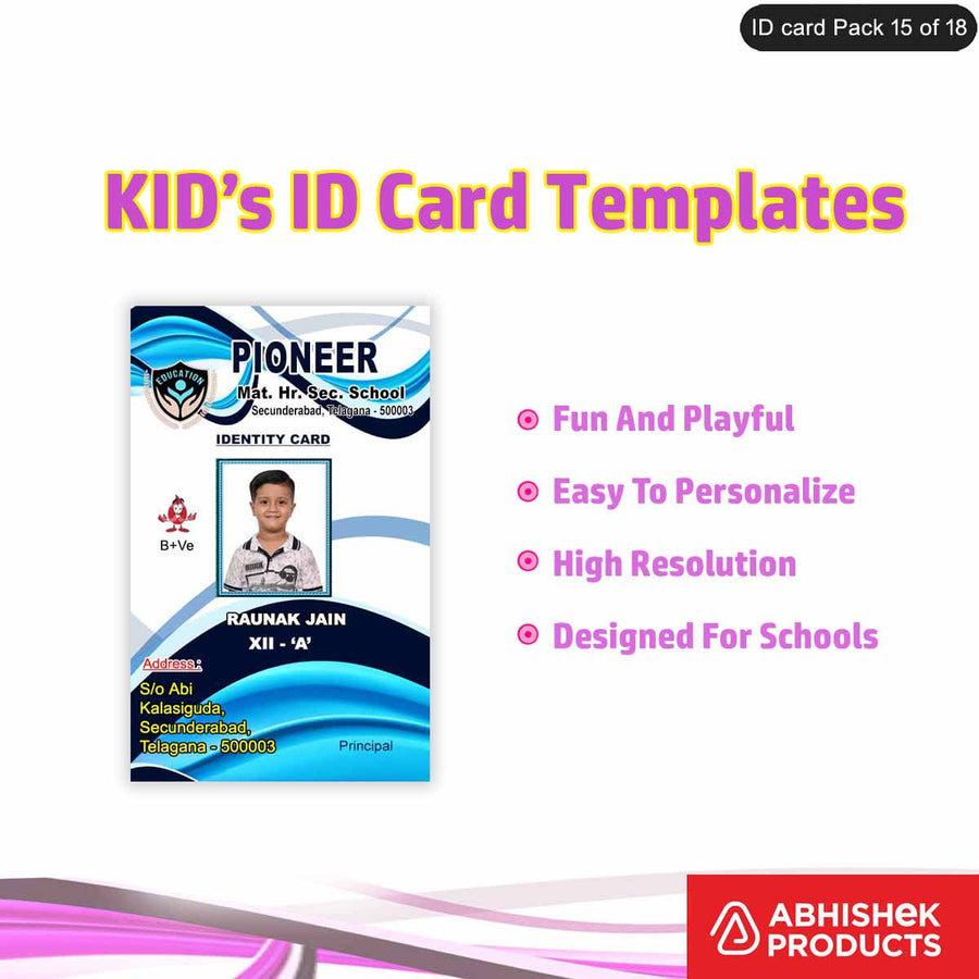 15/18 KIDs ID Card Design Template Files - 50 PSD PhotoShop Templates ...