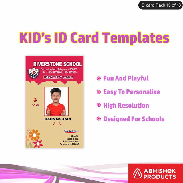 15/18 KIDs ID Card Design Template Files - 50 PSD PhotoShop Templates ...