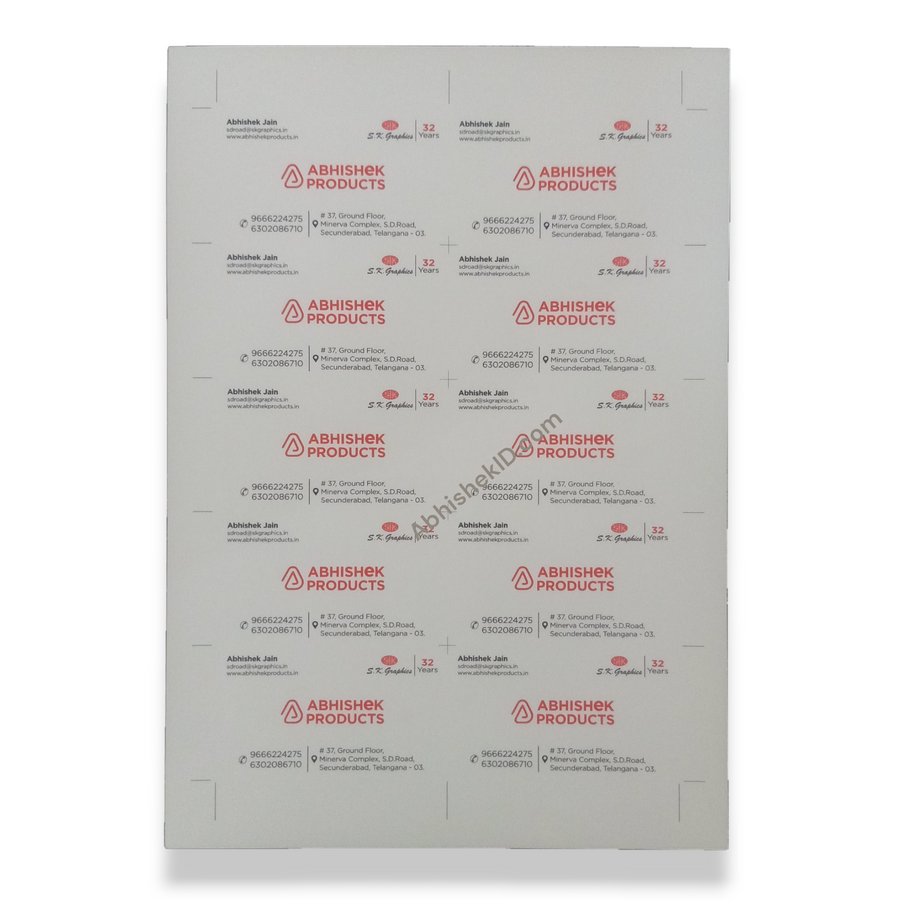 Powder Sheet For Visiting Card Sheet A4 270 Gsm 2 Side Printing - For ...