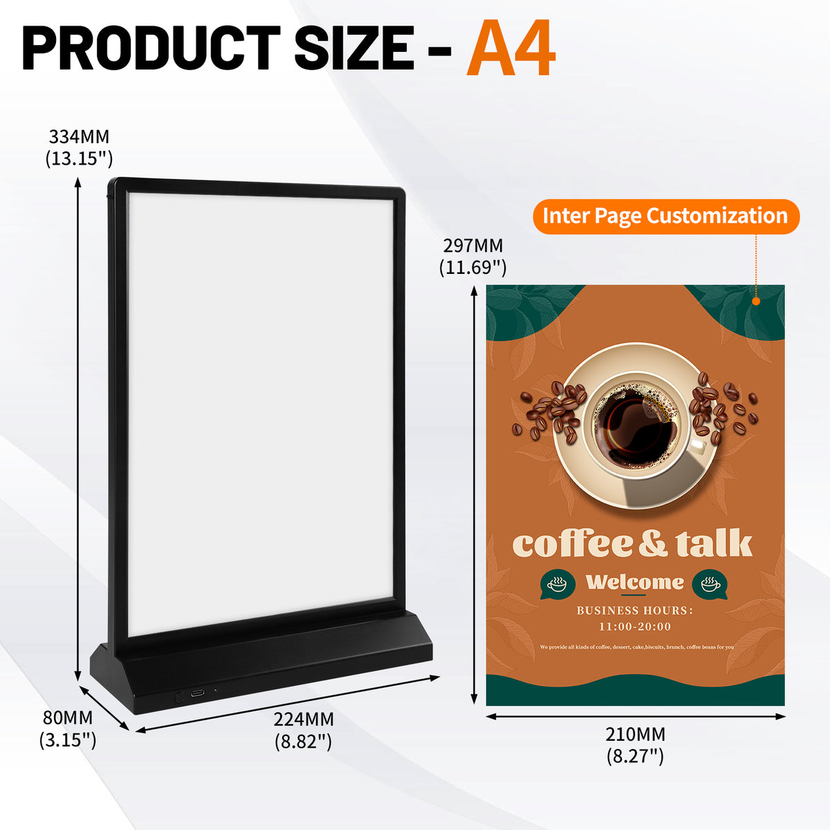 Rechargeable A4 Double-Sided Menu Stand LED Advertising Light Box ...