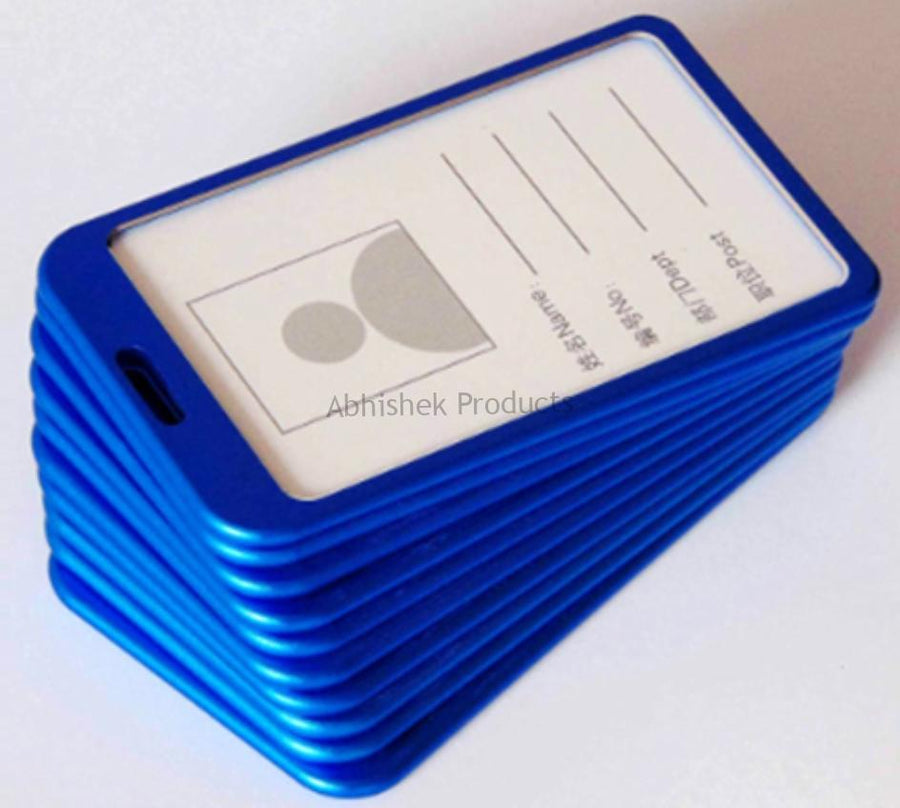 Blue Metal ID Card Holder 54x86mm | Premium Vertical Aluminium Badge by ...