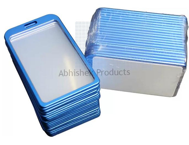 Blue Metal ID Card Holder 54x86mm | Premium Vertical Aluminium Badge by ...