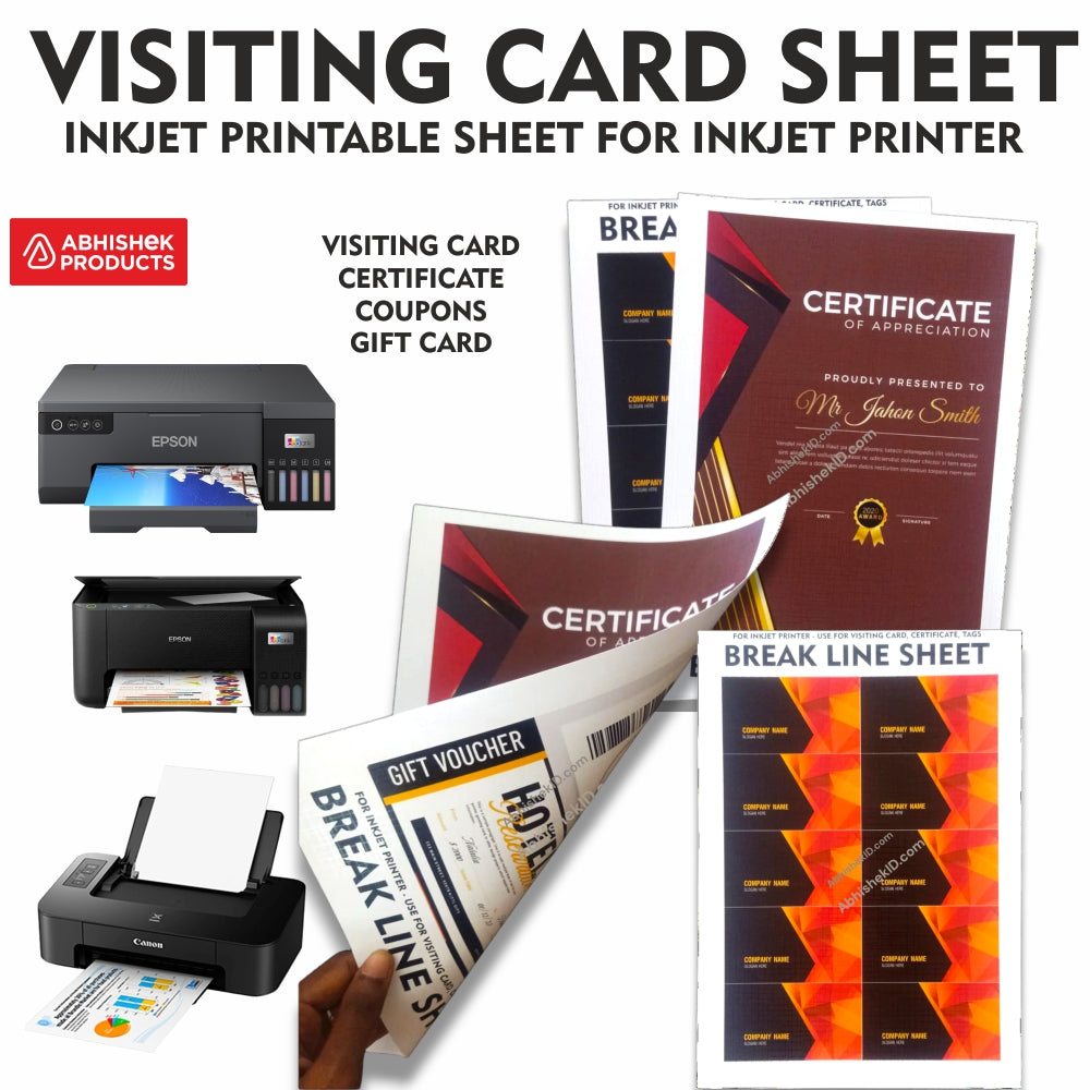 A4 Break Line Sheet - Universal Inkjet Printer Visiting Card Paper (HP ...