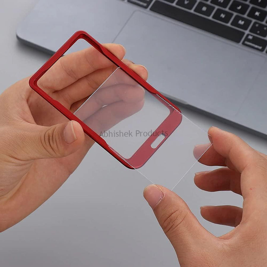 Red Metal ID Card Holder 54x86mm | Premium Vertical Aluminium Badge by ...